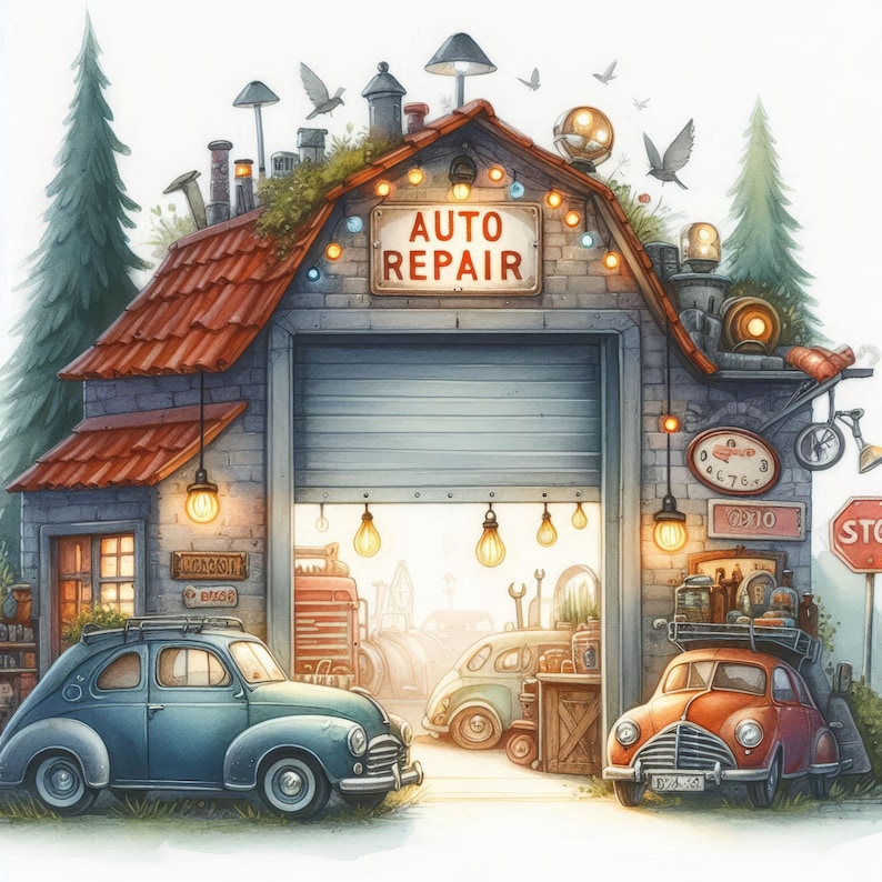 Auto Repair Shop - Clip Art Bundle, Digital Download Images Files ...