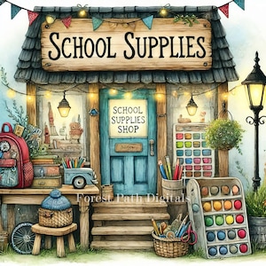 School Supplies Shop - Clip Art Bundle, Digital Download, Digital Files ...
