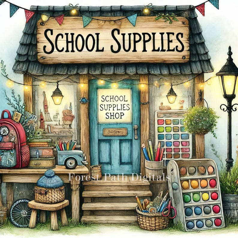 School Supplies Shop - Clip Art Bundle, Digital Download, Digital Files ...