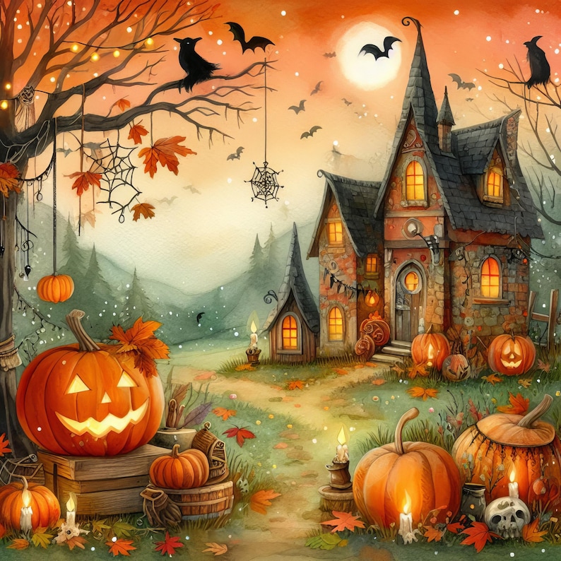 Whimsical Halloween Town - Clip Art Bundle, Digital Download, Digital ...