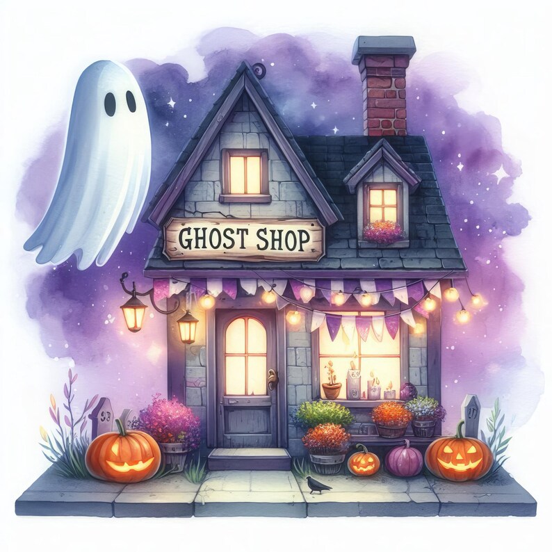 Halloween Ghost Shop - Clip Art Bundle, Digital Files Images Download ...