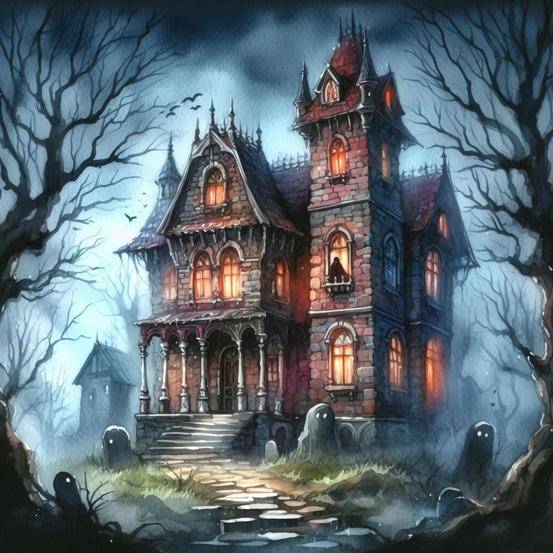 Halloween Haunted House - Clip Art Bundle, Digital Download, Digital ...