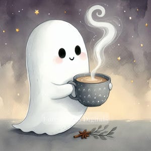 Coffee Ghost V1-clip Art Bundle, Digital Files Images Download ...