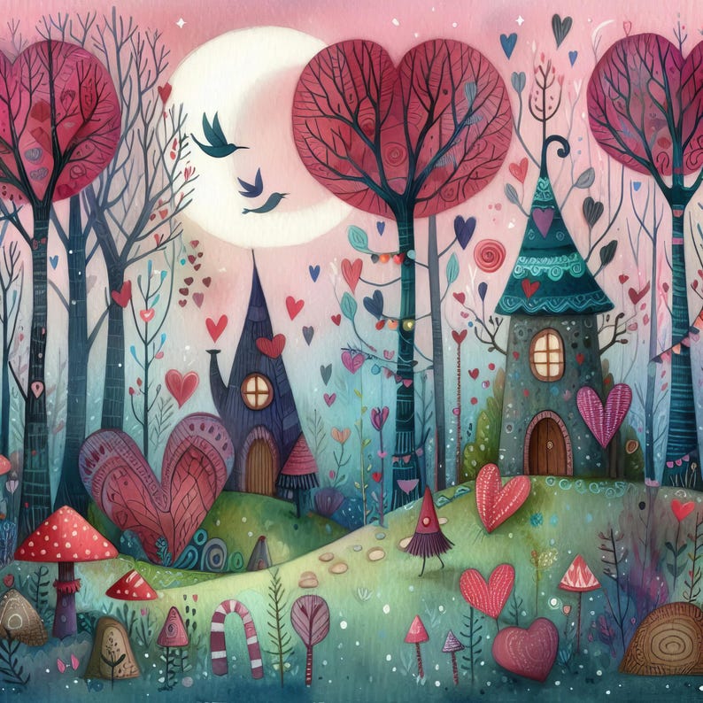Magical Valentine's Day Forest - Clip Art Bundle, Digital Download ...