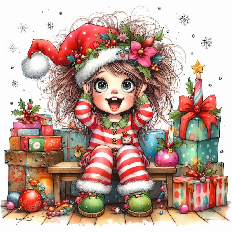 Waiting for Santa - Clip Art Bundle, Digital Download, Digital Files ...