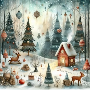 Whimsical Christmas Forest - Clip Art Bundle, Digital Download, Digital ...