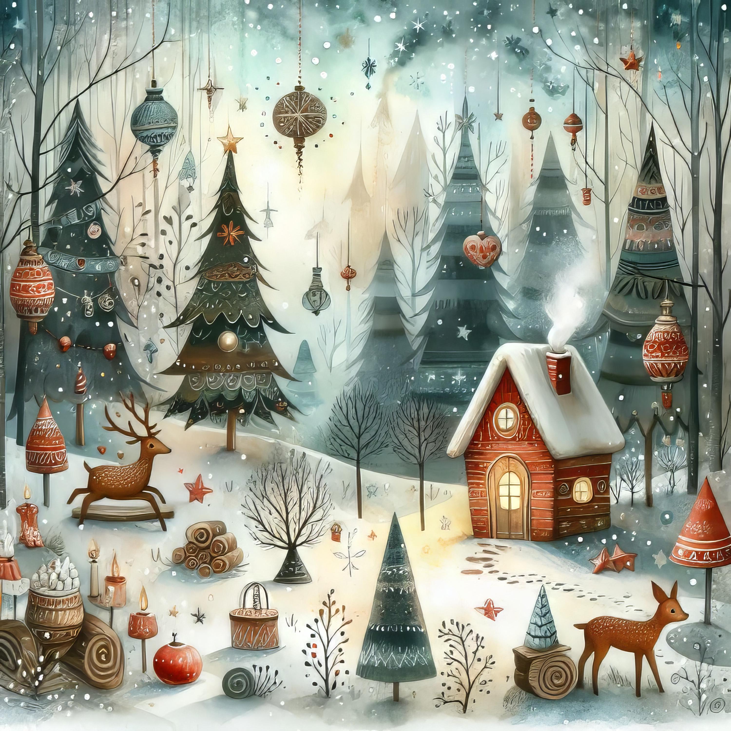 Whimsical Christmas Forest - Clip Art Bundle, Digital Download, Digital ...