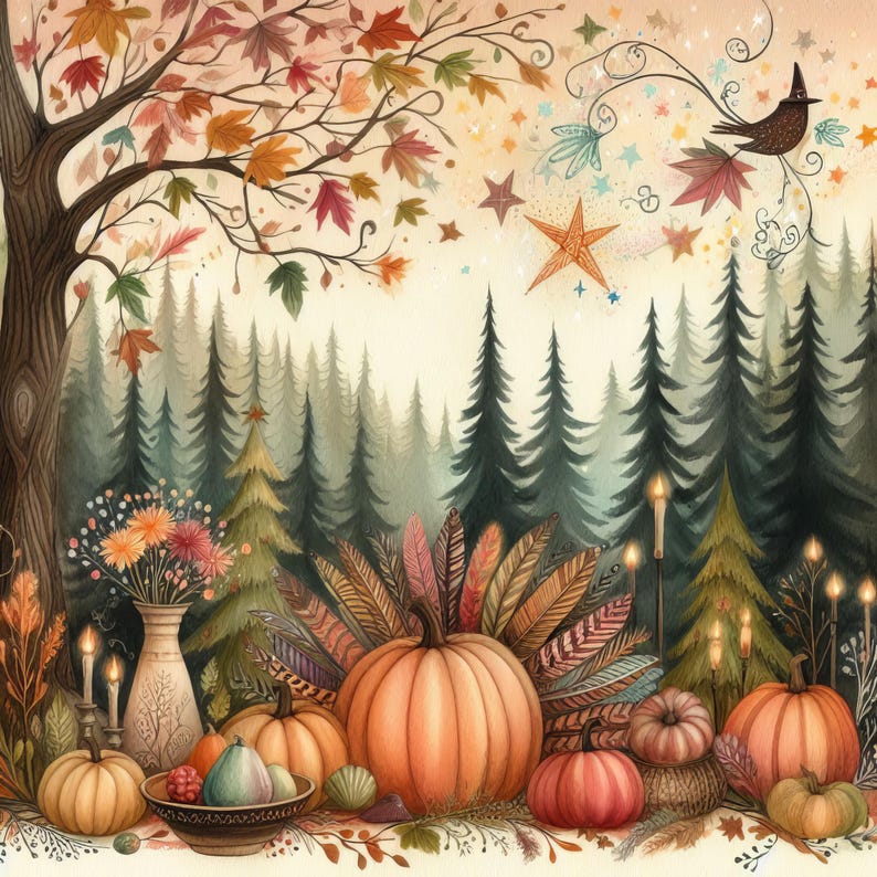 Whimsical Thanksgiving Forest - Clip Art Bundle, Digital Download ...