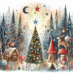 Whimsical Christmas Forest - Clip Art Bundle, Digital Download, Digital ...