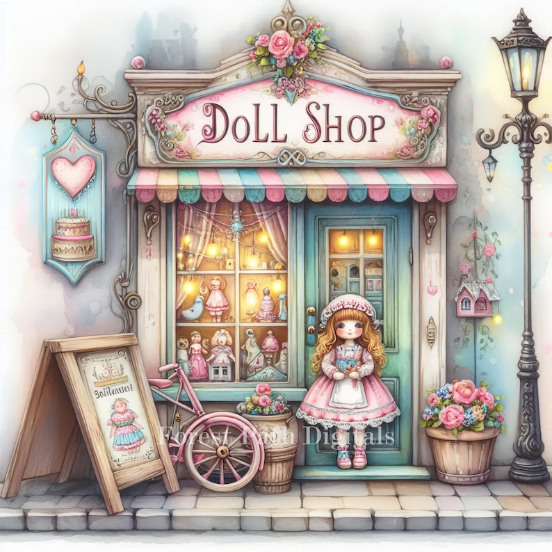 Doll Shop- Clip Art Bundle, Digital Files Images Download, Whimsical ...
