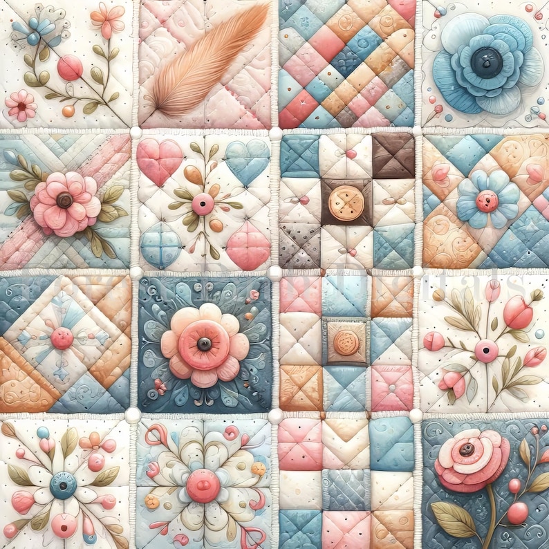 Patchwork Quilt- Clip Art Bundle, Digital Download, Digital Files, Digital Images, Wall Art ...