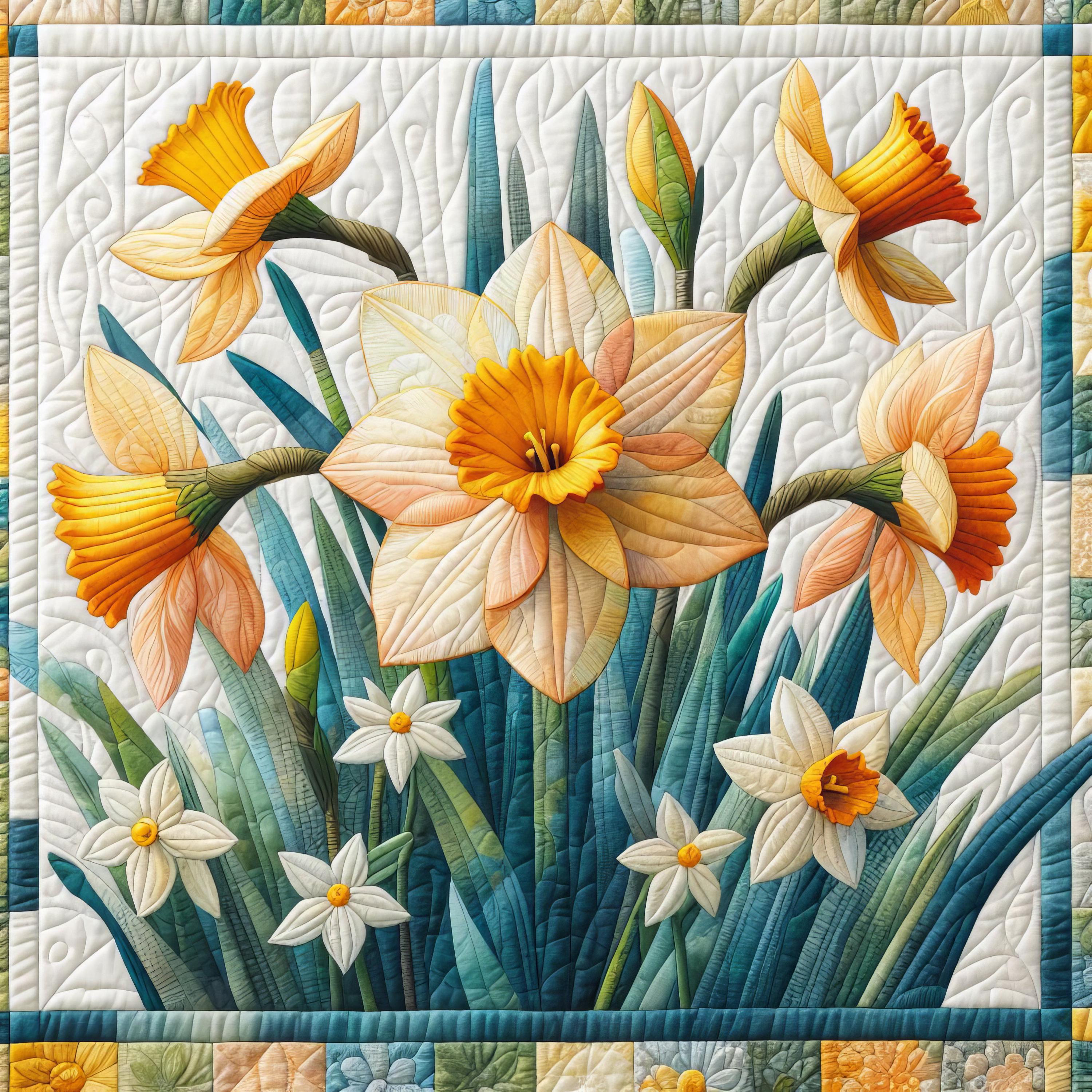 Daffodil Quilt- Clip Art Bundle, Digital Download, Digital Files ...