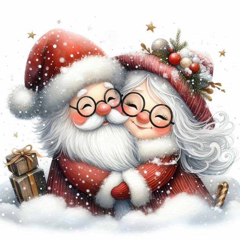 Mr. and Mrs. Claus Hugging - Clip Art Bundle, Digital Download, Digital ...