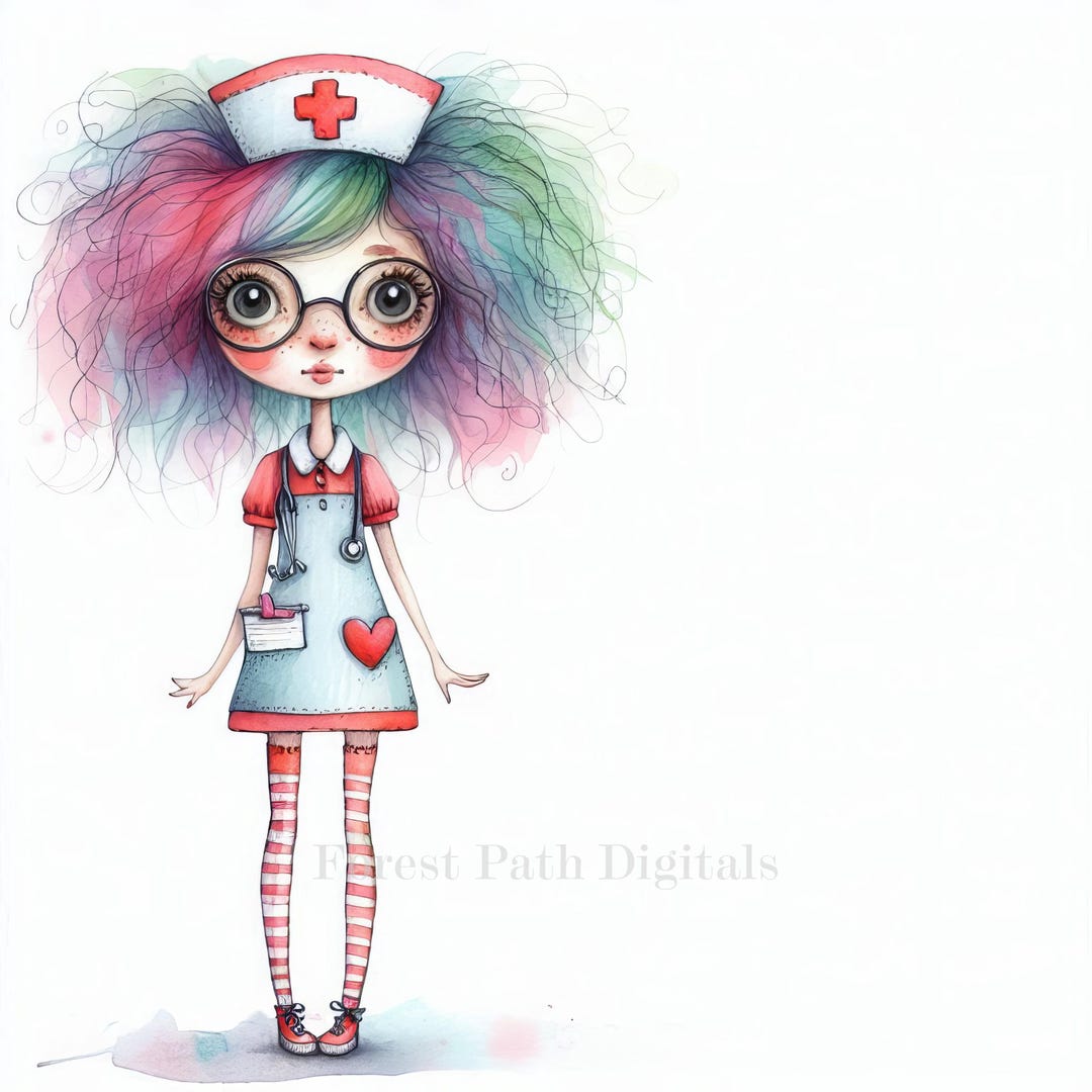 Quirky Nurse - Clip Art Bundle, Digital Images Files Download ...