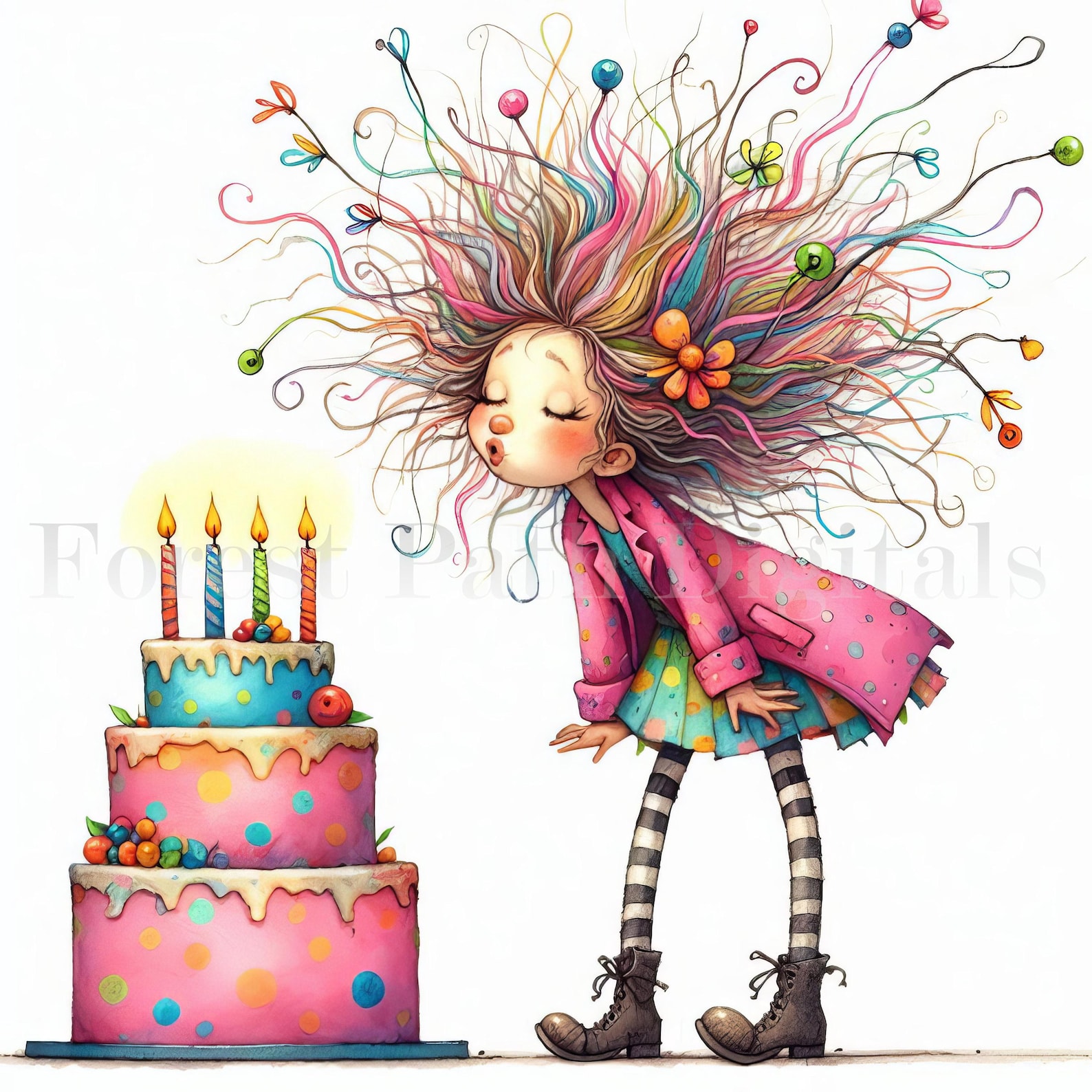 Quirky Birthday Wishes V1- Clip Art Bundle, Digital Download, Digital ...