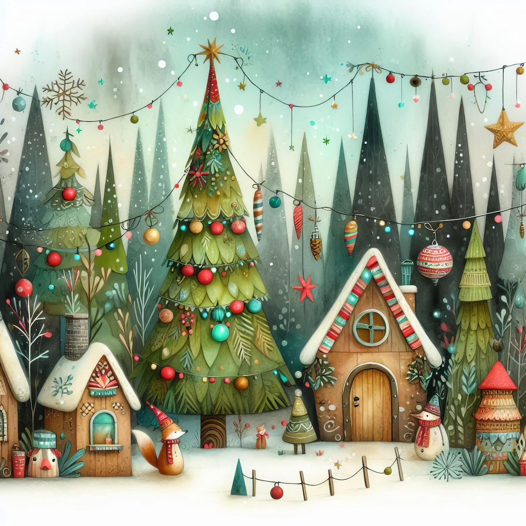Whimsical Christmas Forest - Clip Art Bundle, Digital Download, Digital ...