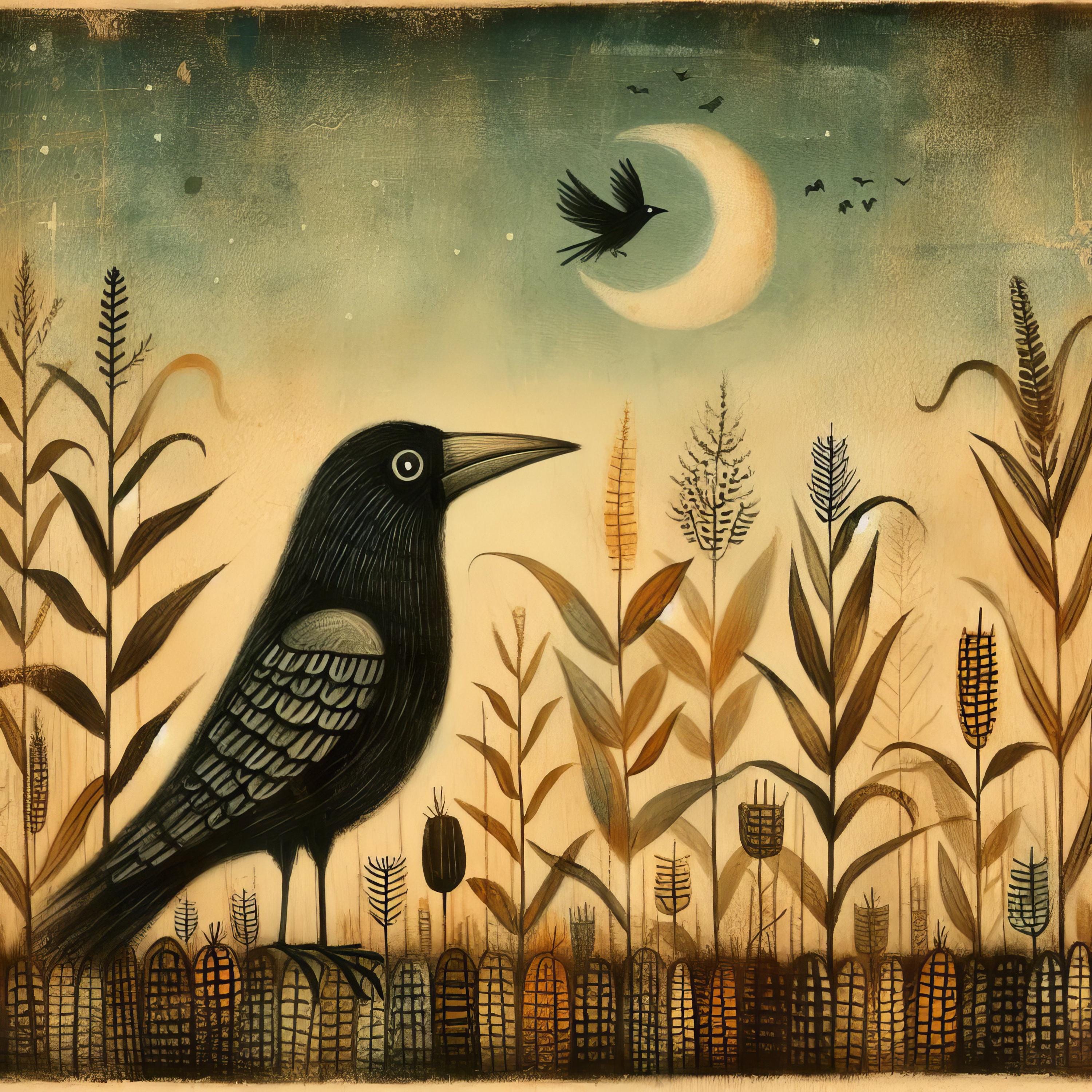 Primitive Cornfield Crow Clip Art Bundle, Digital Download, Digital ...
