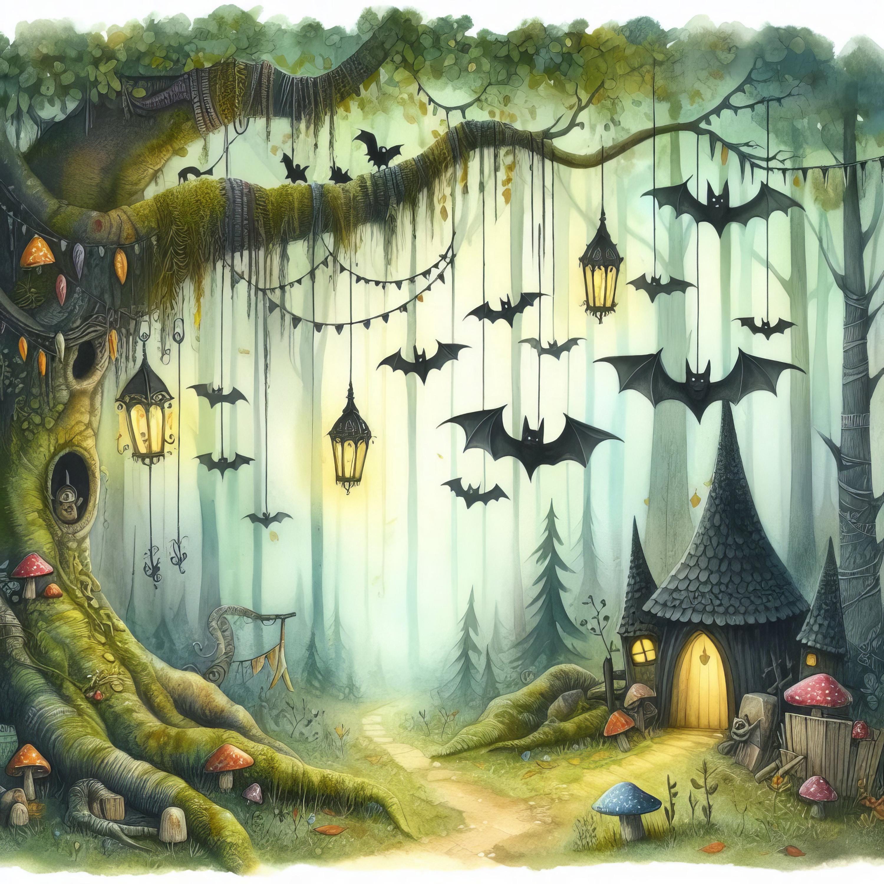 Magical Bat Forest - Clip Art Bundle, Digital Download, Digital Files ...