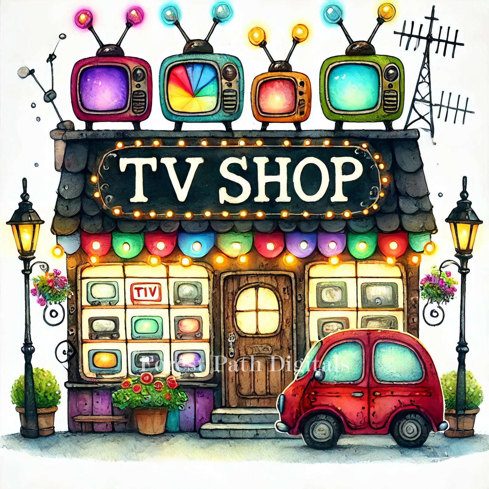 TV Shop - Clip Art Bundle, Digital Download, Digital Files, Whimsical ...