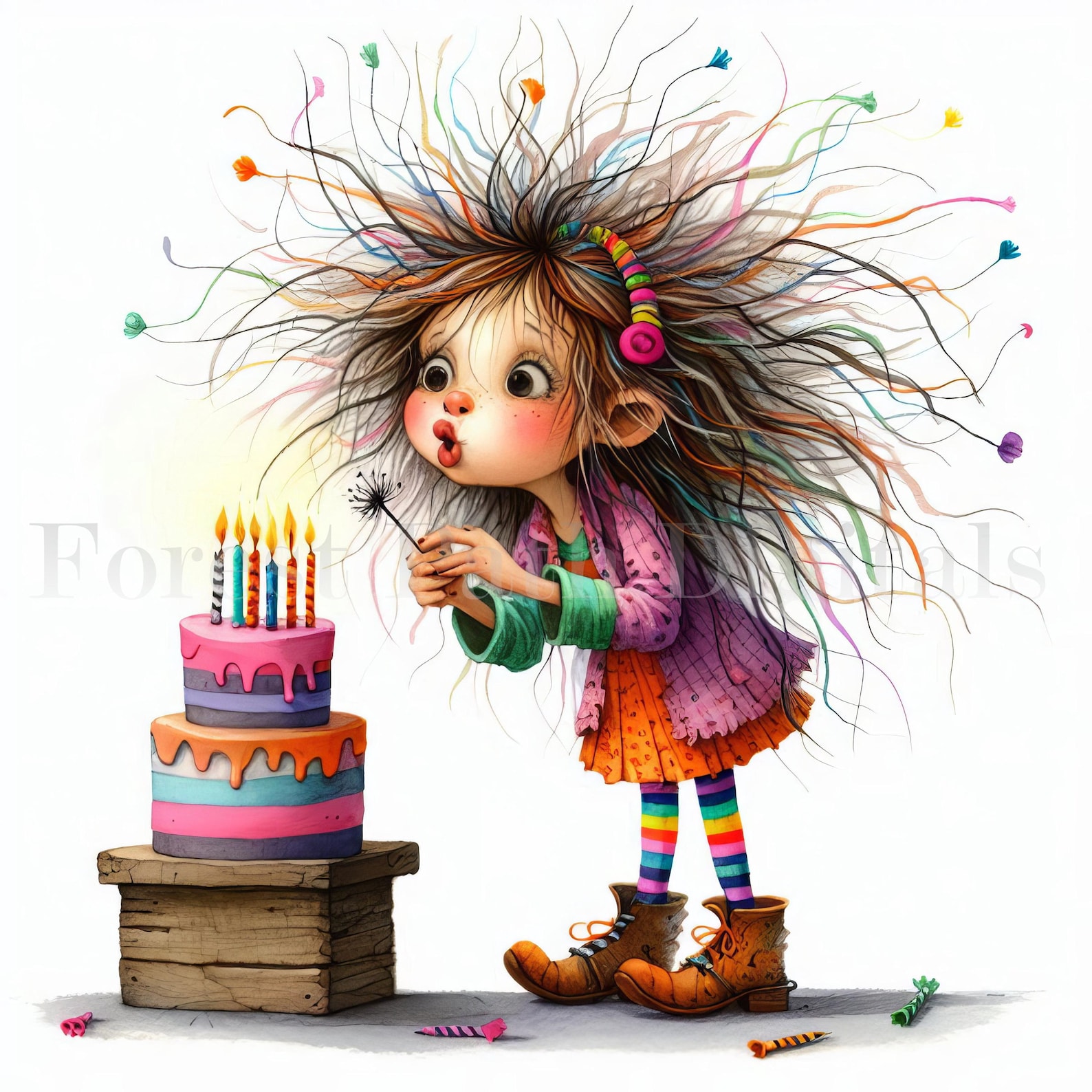 Quirky Birthday Wishes V2- Clip Art Bundle, Digital Download, Digital ...