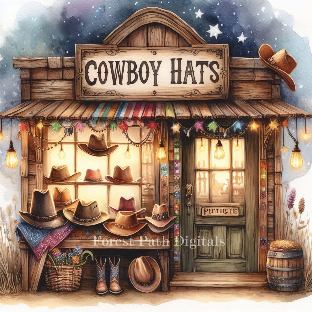Cowboy Hats Shop- Clip Art Bundle, Digital Files Images, Shabby Chic ...