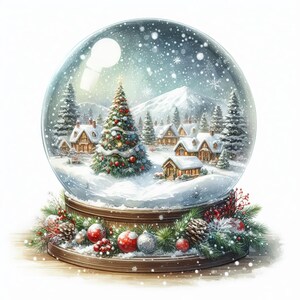 Classic Christmas Snow Globe - Clip Art Bundle, Digital Download ...