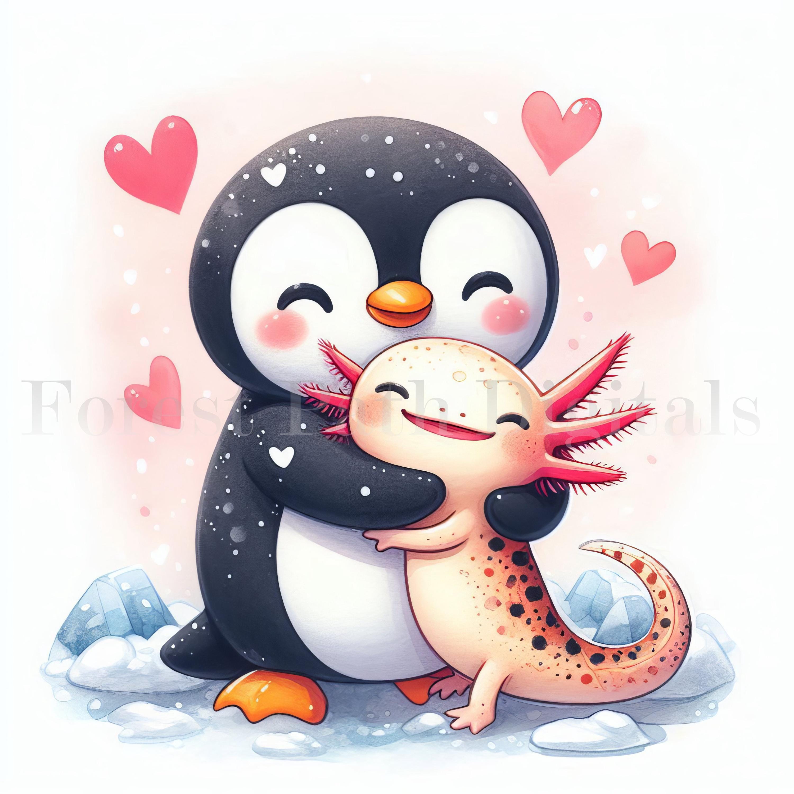 Axolotl & Penguin Valentine - Clip Art Bundle, Digital Download ...