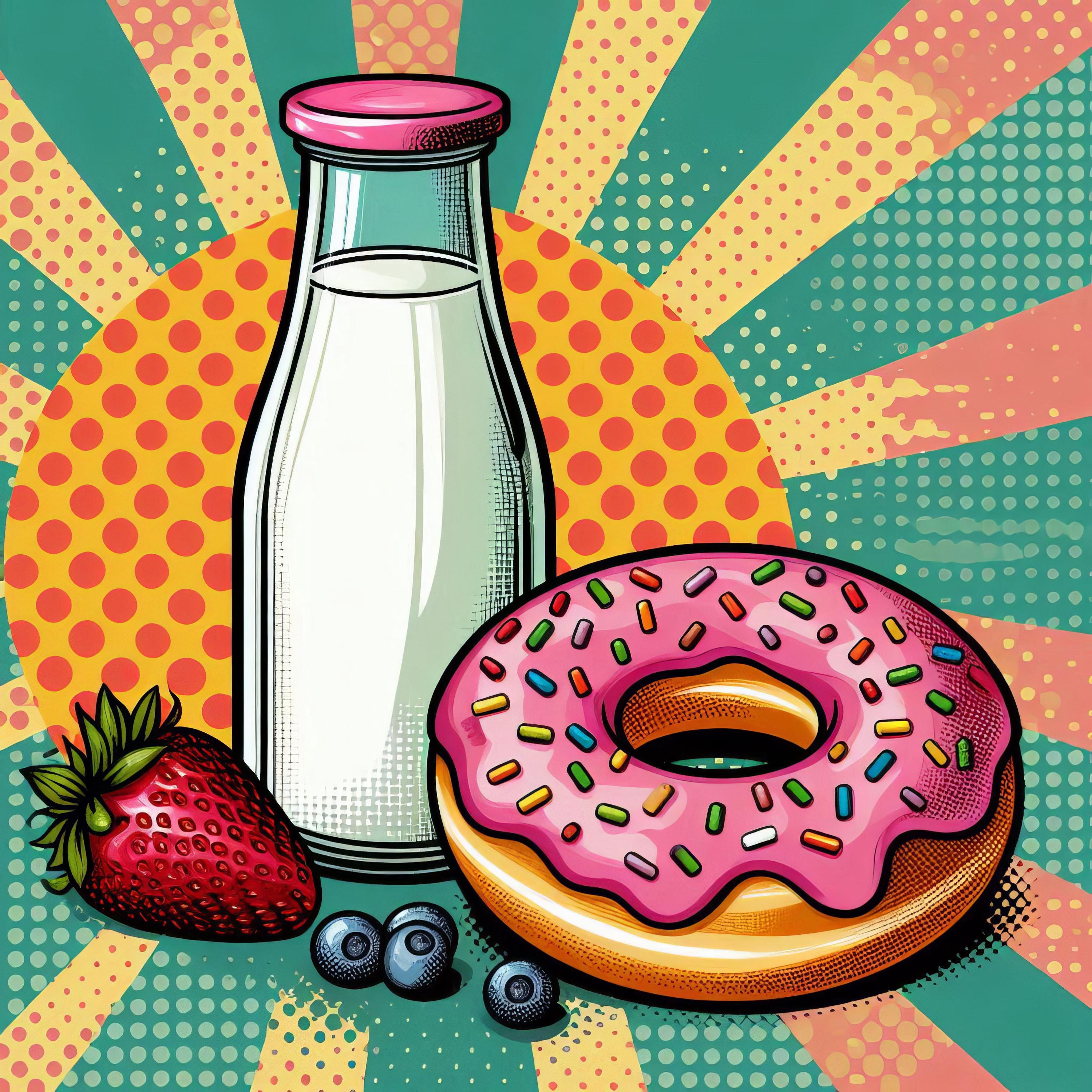 Pop Art Donut - Digital Clip Art Bundle, Whimsical, Avant-garde, Kitch ...