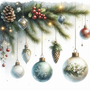 Vintage Christmas Ornaments - Clip Art Bundle, Digital Download ...