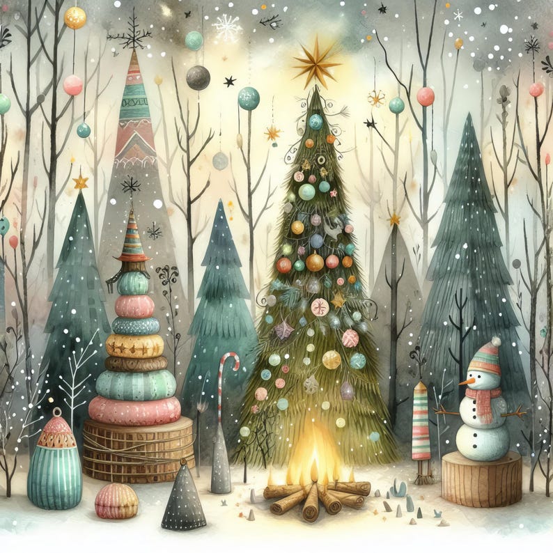 Magical Christmas Forest - Clip Art Bundle, Digital Download, Digital ...