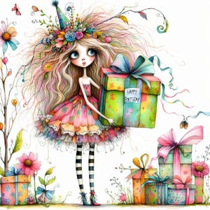 Quirky Spring Birthday - Clip Art Bundle, Digital Download, Digital ...