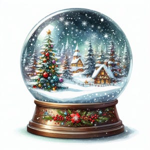 Classic Christmas Snow Globe - Clip Art Bundle, Digital Download ...