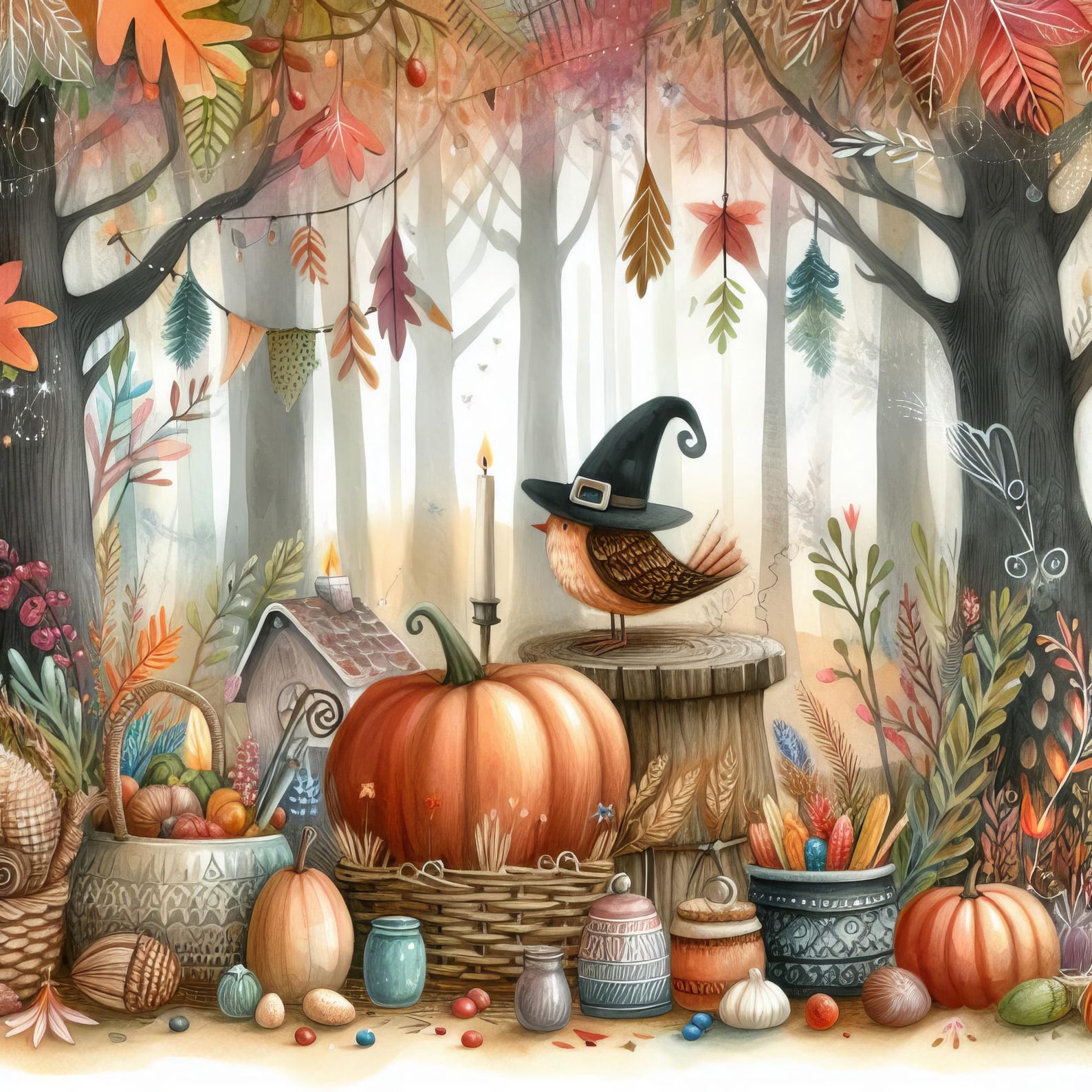 Whimsical Thanksgiving Forest - Clip Art Bundle, Digital Download ...