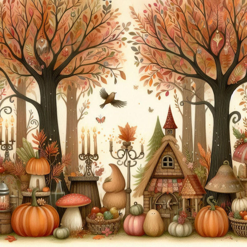 Whimsical Thanksgiving Forest - Clip Art Bundle, Digital Download ...