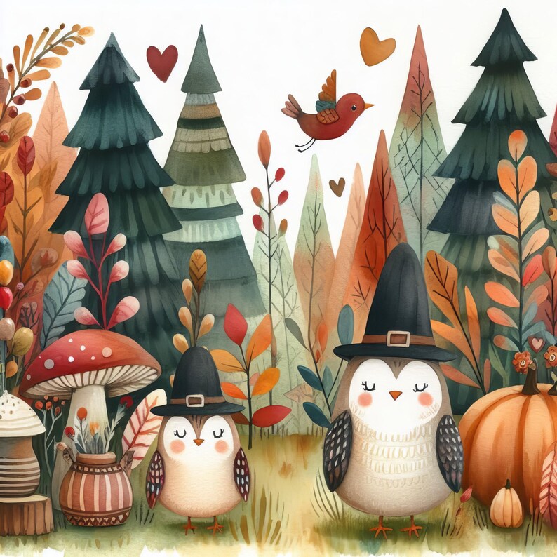 Magical Thanksgiving Day Forest - Clip Art Bundle, Digital Download ...