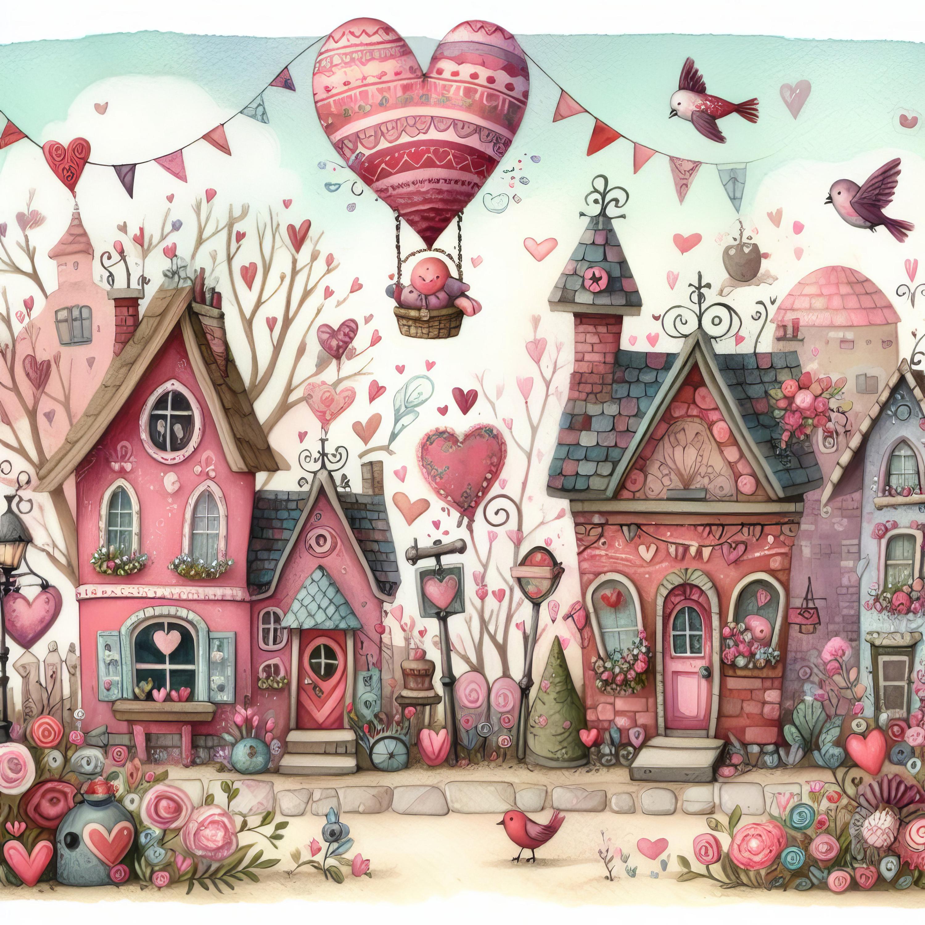 Whimsical Valentine's Day Town - Clip Art Bundle, Digital Download ...