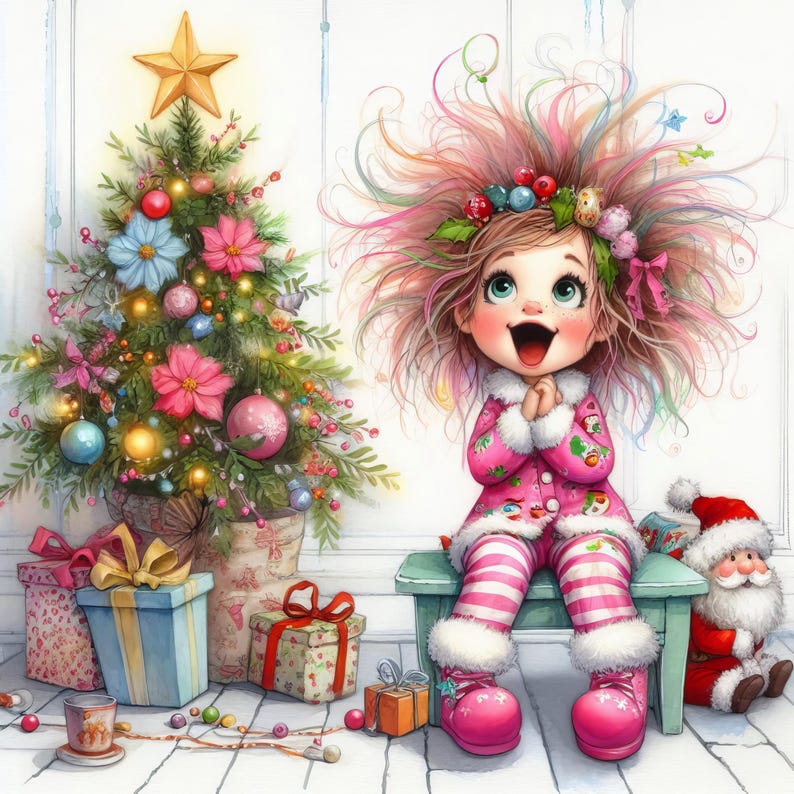 Waiting for Santa Clip Art Bundle, Digital Download, Digital Files ...