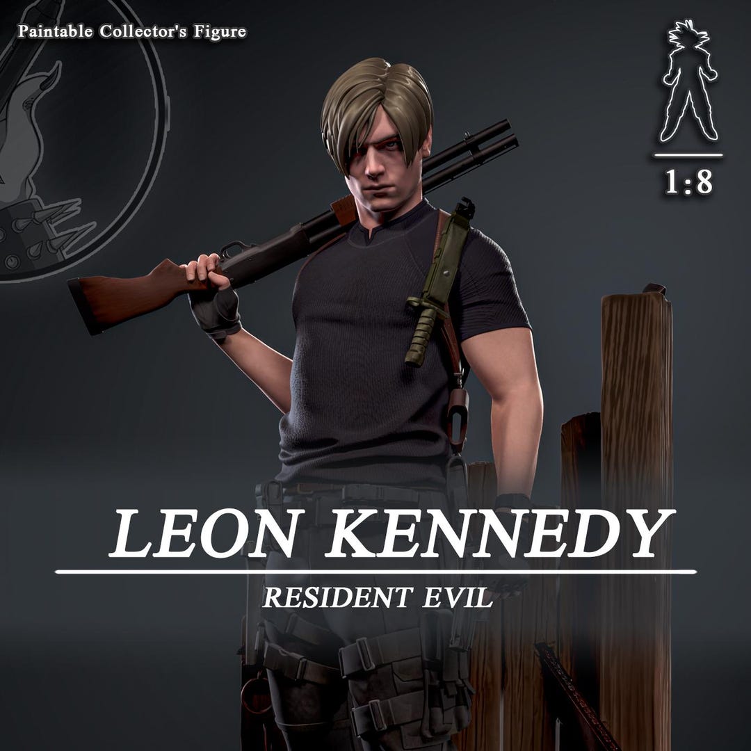 Leon Kennedy - Resident Evil 4 | 3D Printed Paintable Figure | 14K ...