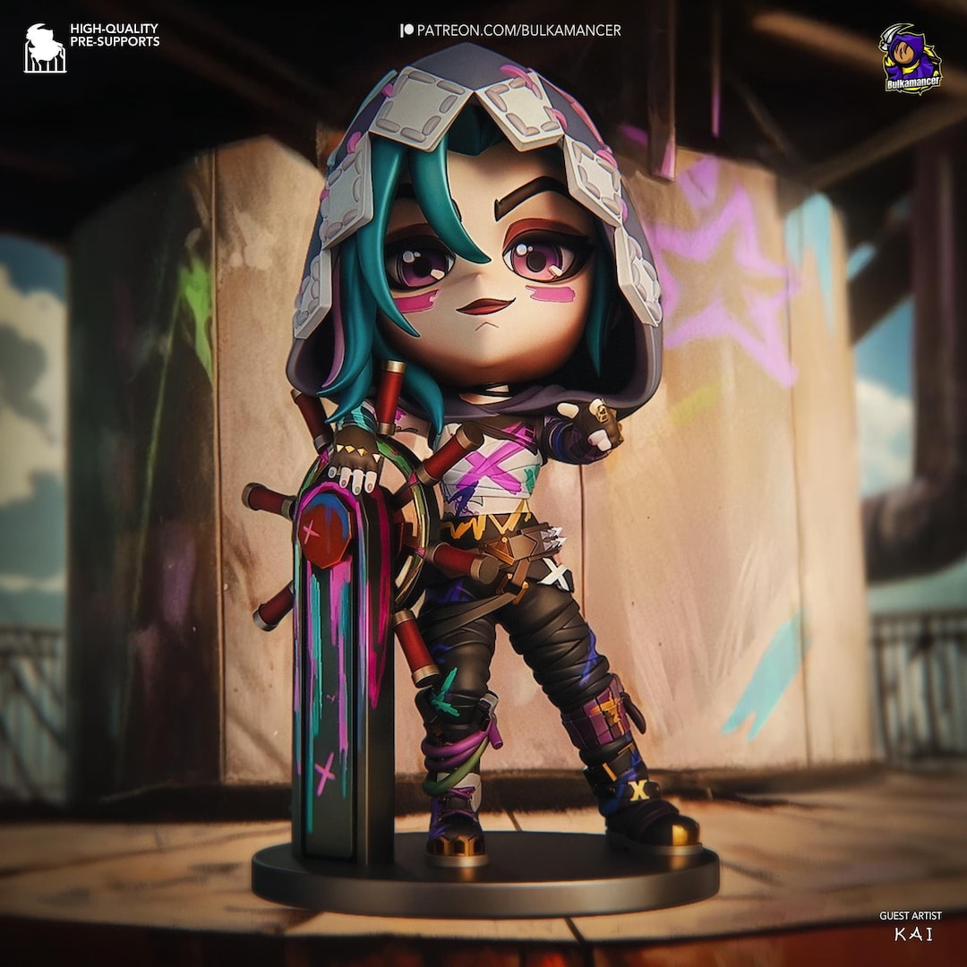 Chibi Jinx Arcane 97mm Resin Figure HD 14K Garage Kit to Assemble ...