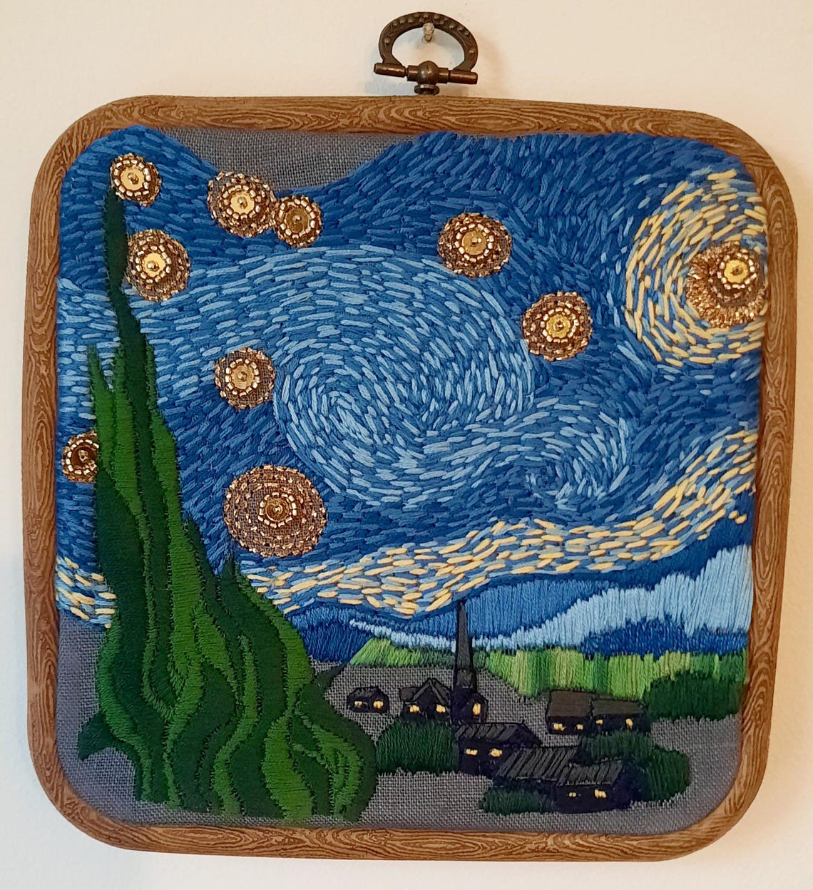 STARRY Night/embroidery Art/ Modern Embroidery/ Beaded Embroidery ...