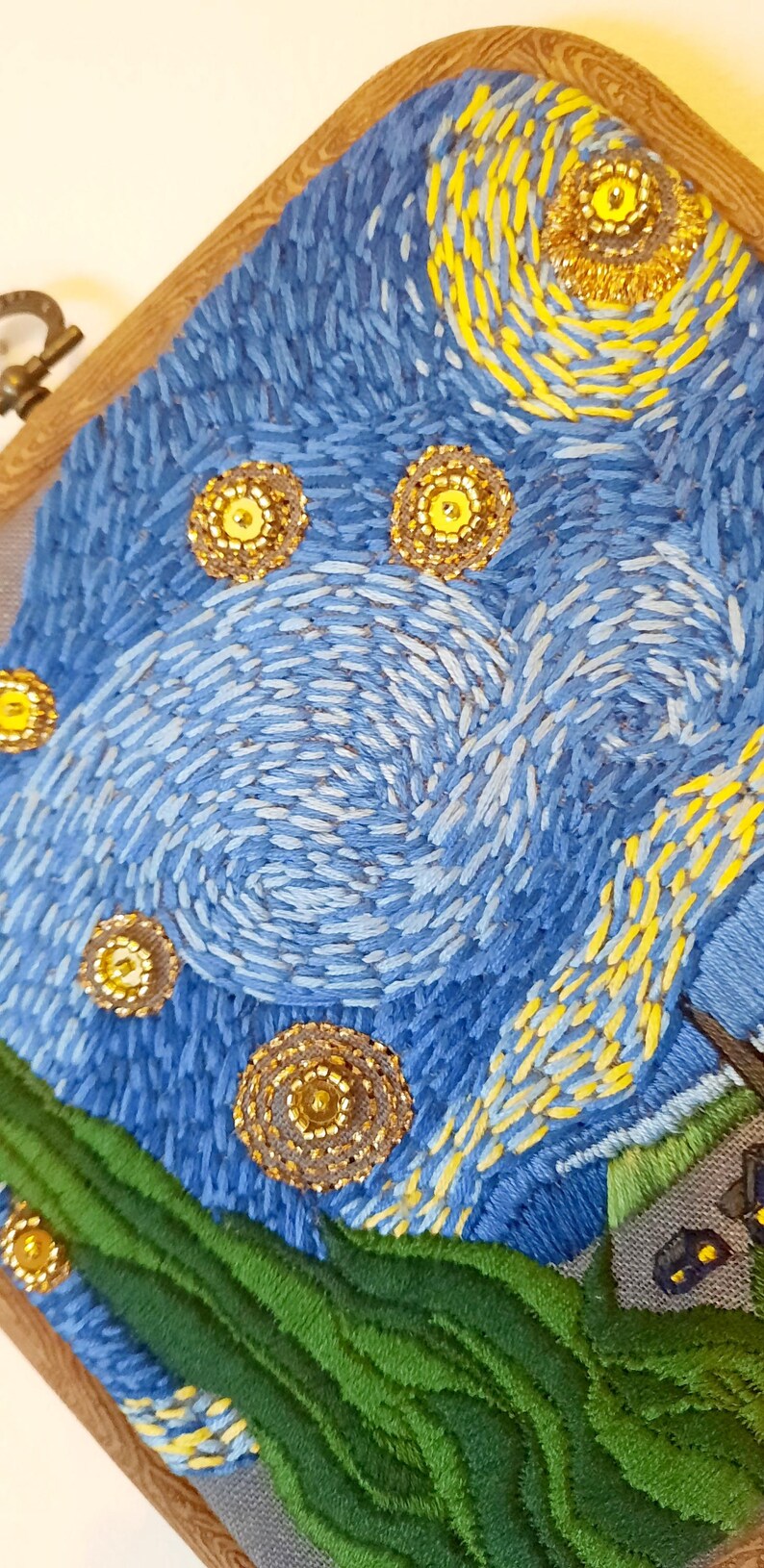 STARRY Night/embroidery Art/ Modern Embroidery/ Beaded Embroidery ...