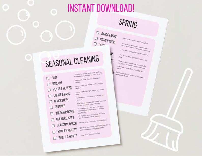 Seasonal Home and Garden Cleaning Checklist (chores, Tasks, Maintenance ...