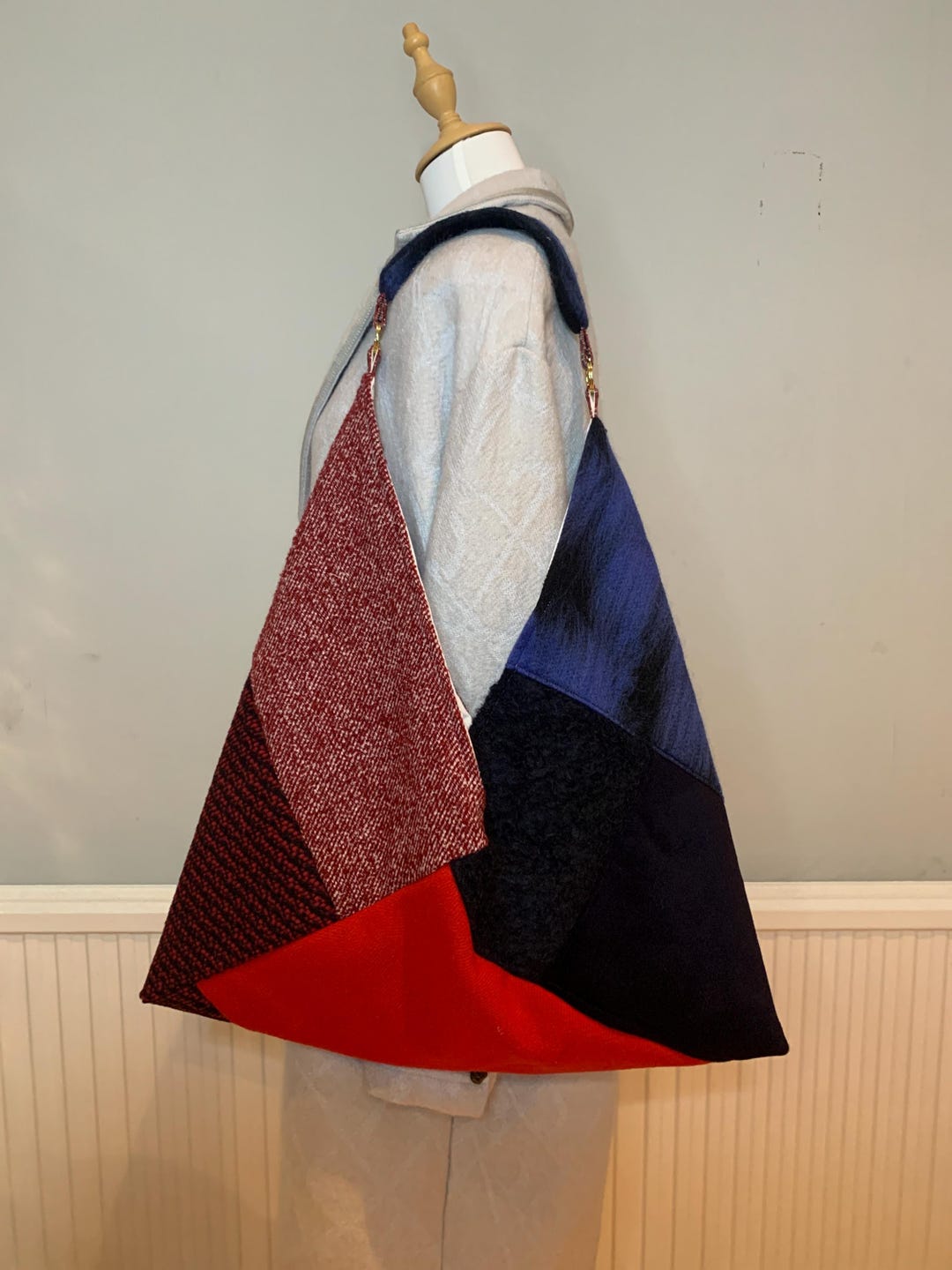 Designe Woolen Patchwork Origami Shoulder Bag, Unique Tote, Stylish ...