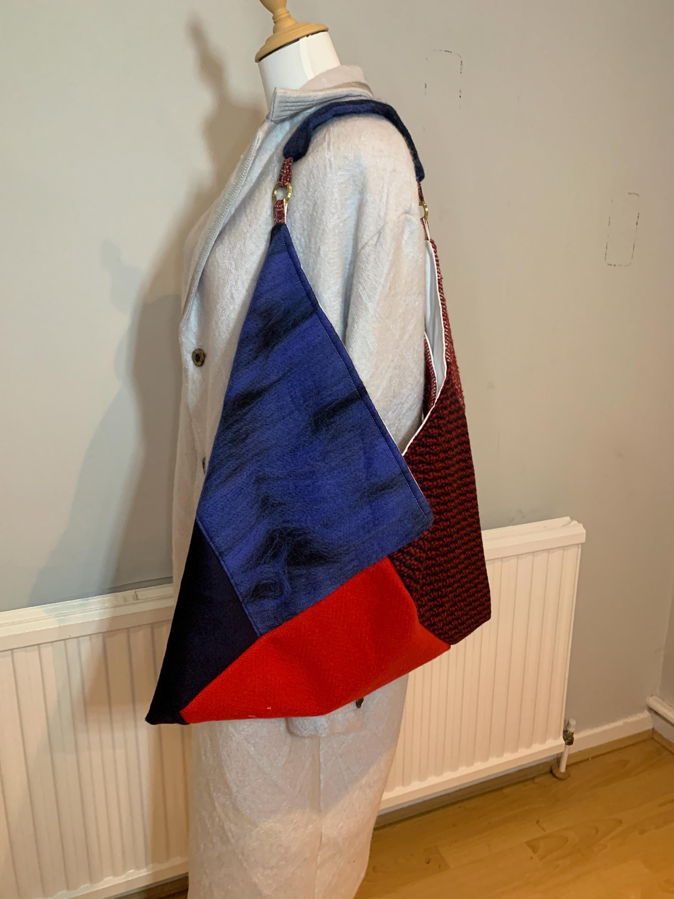 Designe Woolen Patchwork Origami Shoulder Bag, Unique Tote, Stylish ...