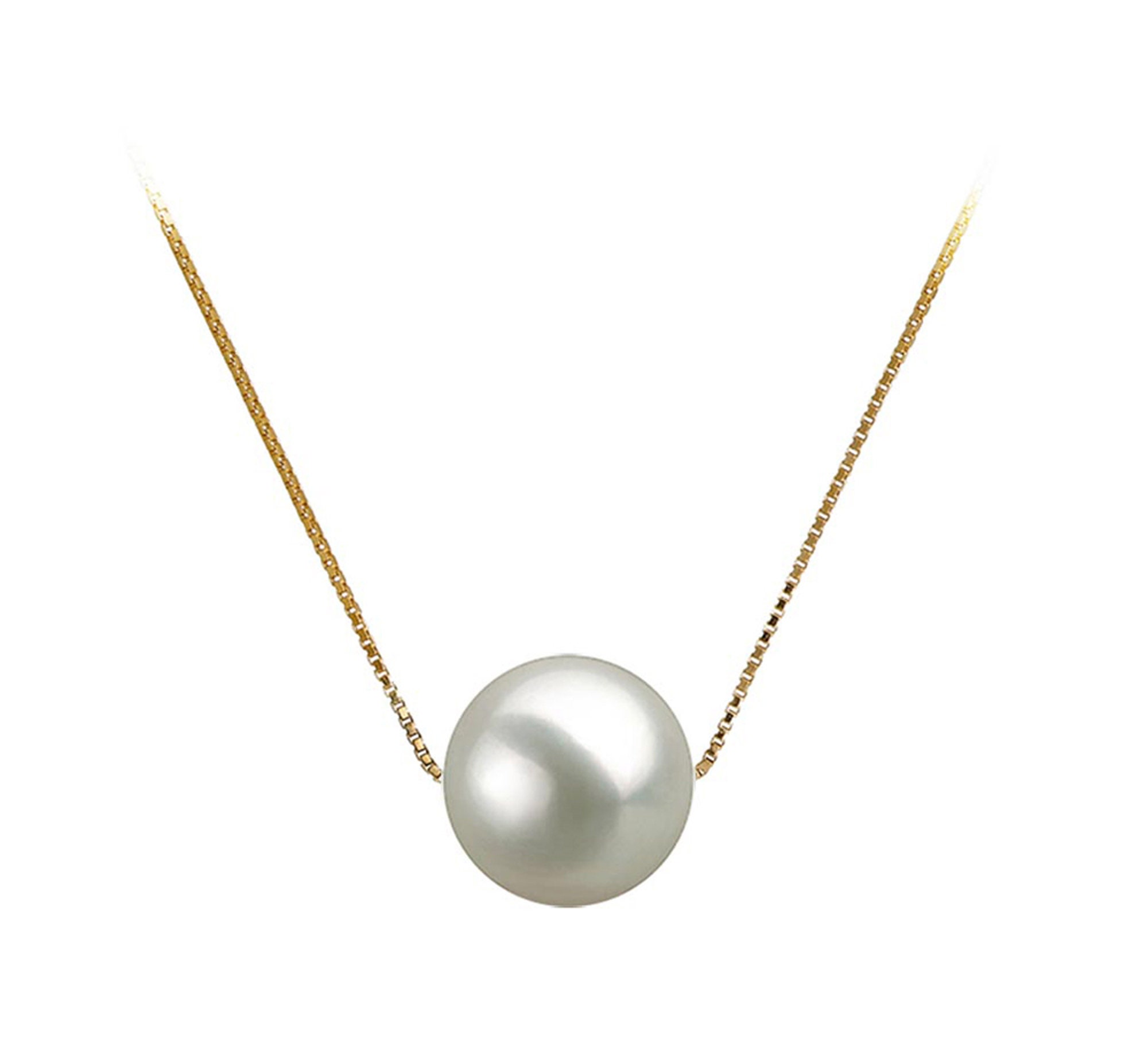 8.5-12.5mm South Sea White Floating Shell Pearl Pendant Necklace 16