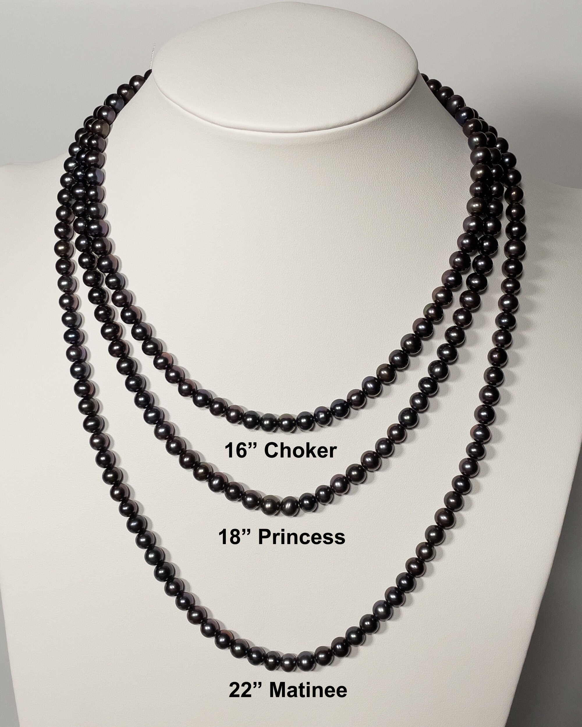 16 48 Aa Black Freshwater Pearl Necklace 6 8mm Pearl Etsy