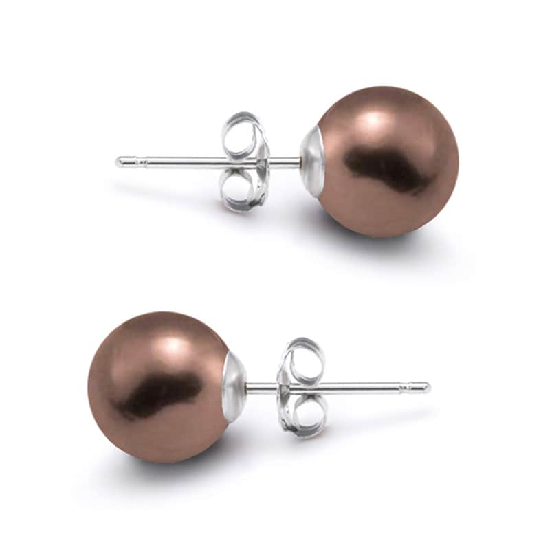 Brown Pearl Earring Set - Etsy