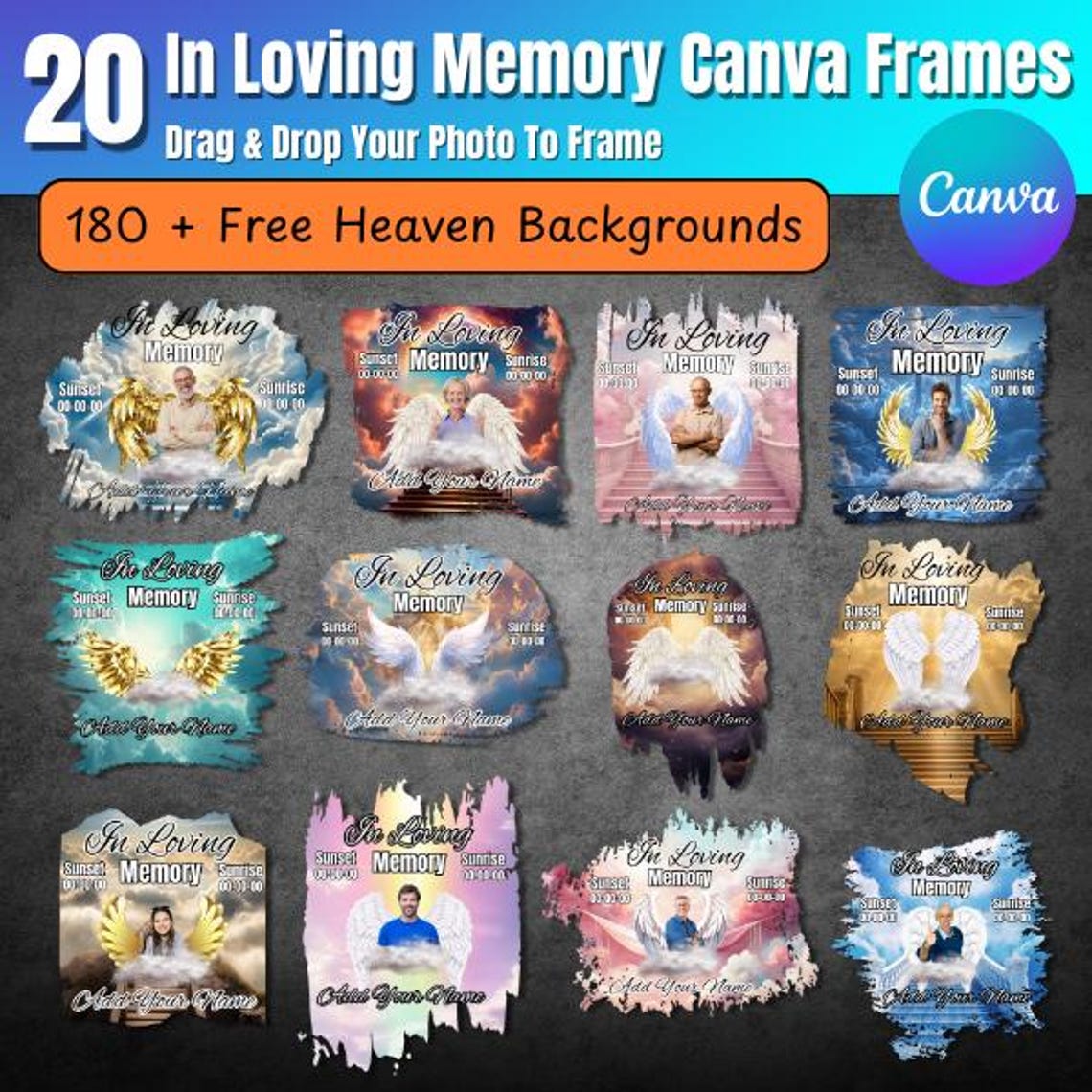 20 in Loving Memory Template, Heaven Background, in Loving Memory ...