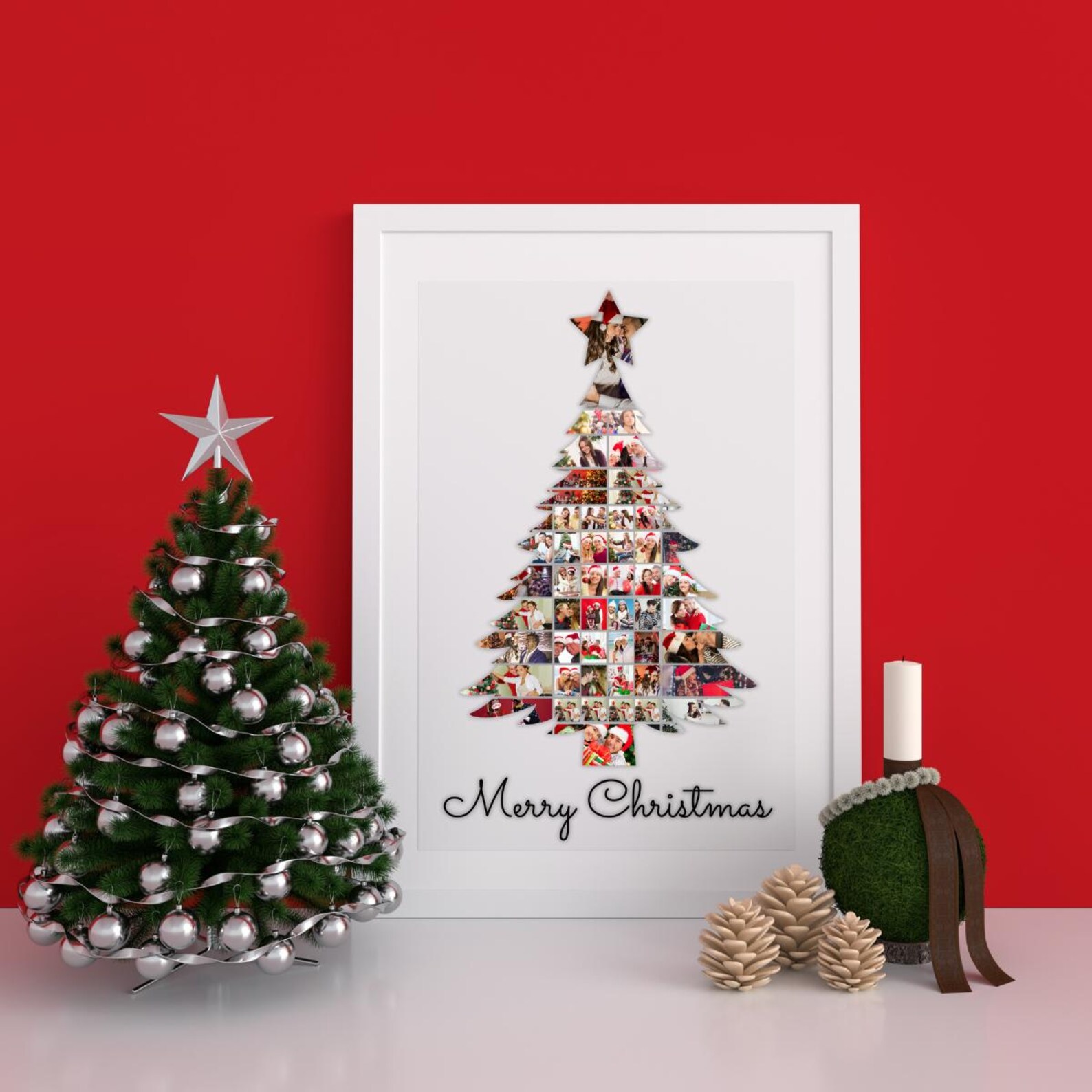 Christmas Tree Photo Collage Frames, Christmas Tree Canva Frames ...