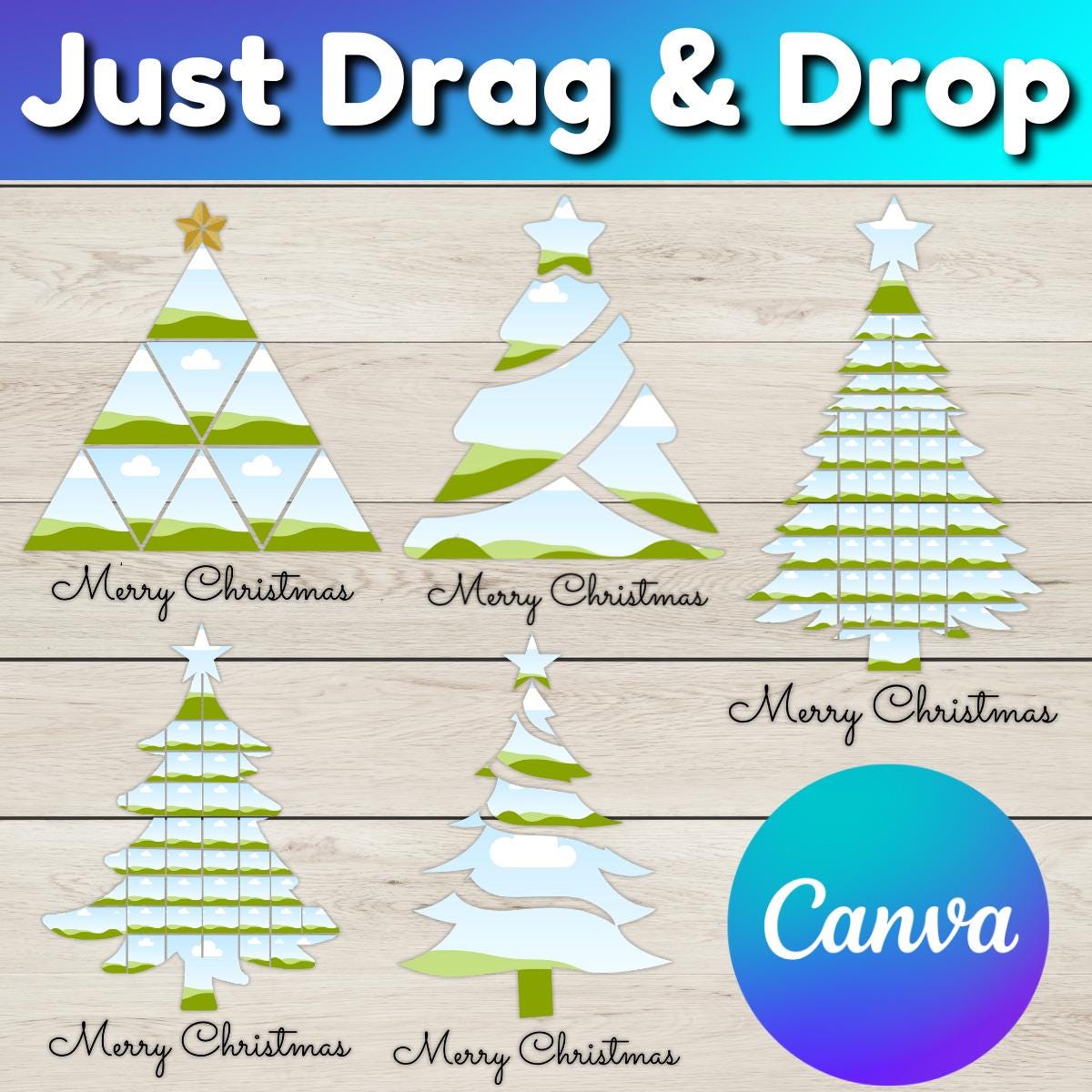 Christmas Tree Photo Collage Frames, Christmas Tree Canva Frames ...